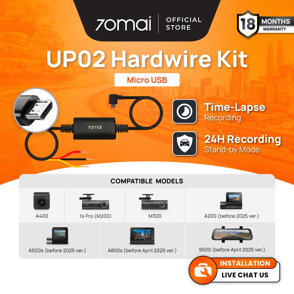 [Live chat for info] 70mai Hard Wire Fuse Kit - Micro USB (UP02 ...