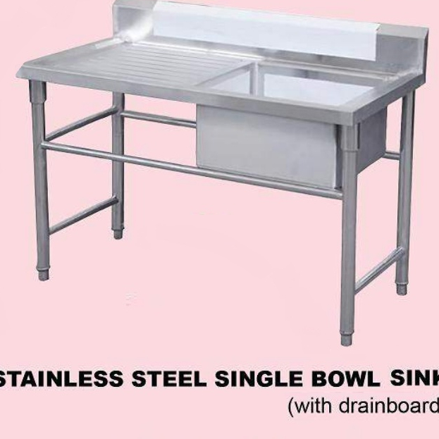 Stainless Steel Single Bowl Sink With Drainboard Commercial Kitchen ...