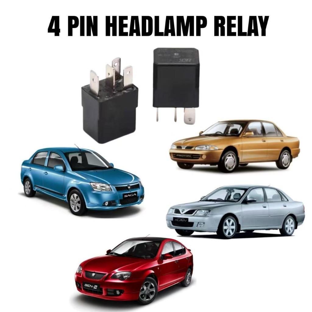 4PIN 12V 30A Headlamp Relay Aircond Waja Wira Saga BLM FLX Gen2 Persona ...