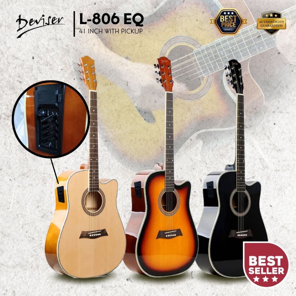 Deviser 41 inch Semi Acoustic Guitar with 4 band EQ / Pick Up (L-806 / L806 / L806EQ) | Shopee ...