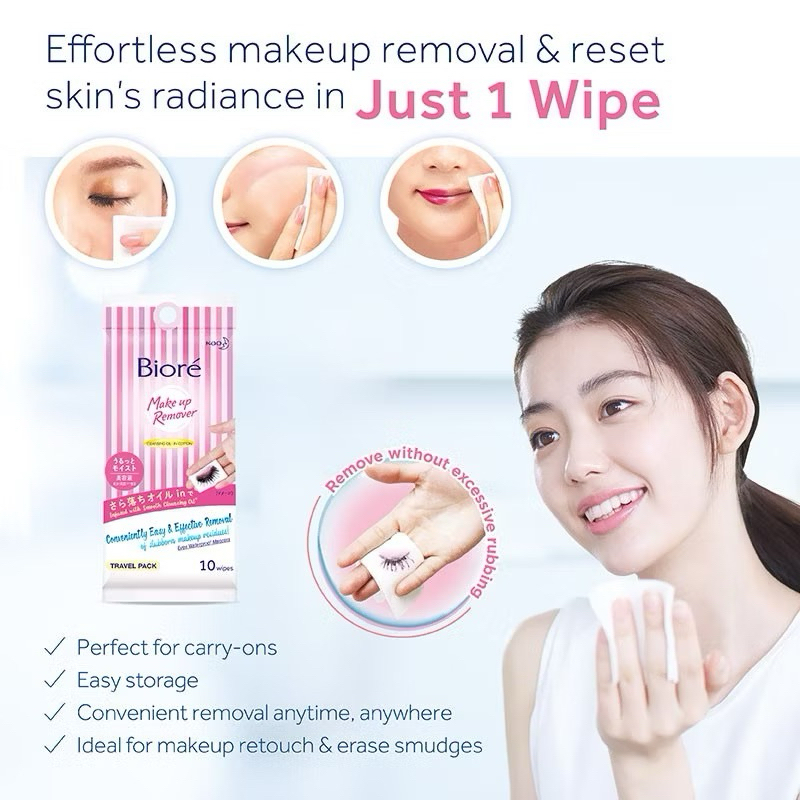 BIORE Makeup Remover Wipes Travel Pack - Moisture (10s) | Shopee Malaysia