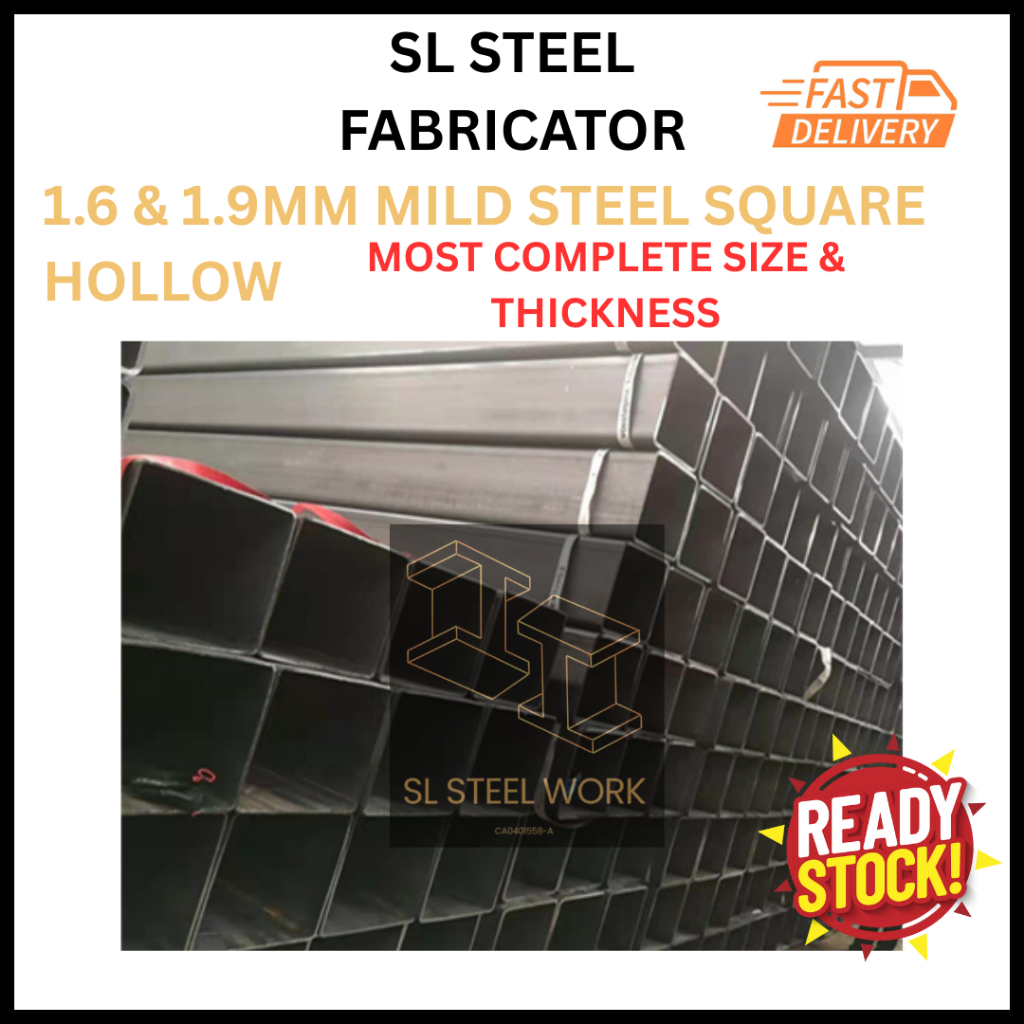(Tebal 1.6&1.9MM) CHEAPEST MILDSTEEL SQUARE TUBE BESI [SHS] 1.6MM 1.9MM ...