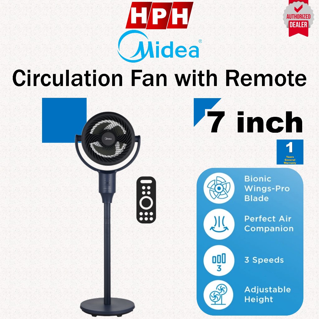 Midea 7 Inch Circulation Fan MFG180M0APB (Stand Fan) / 5 Blades ...
