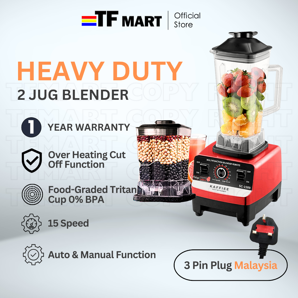 TFMART 2.0L 4500W KAFFIEE Heavy Duty Blender Mixer Electric Juicer Food ...