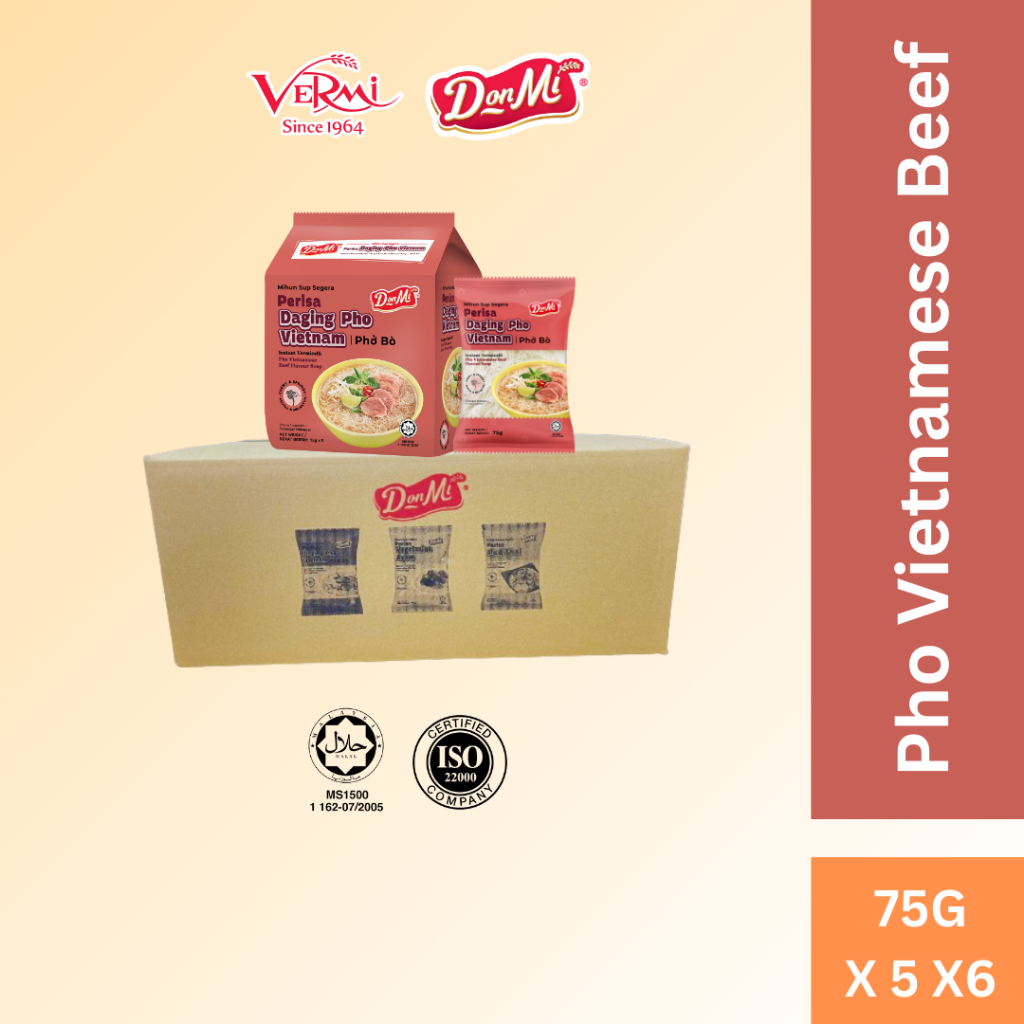 Donmi Instant Vermicelli Pho Beef Soup Flavour 75g x 5 x 6 | Shopee ...