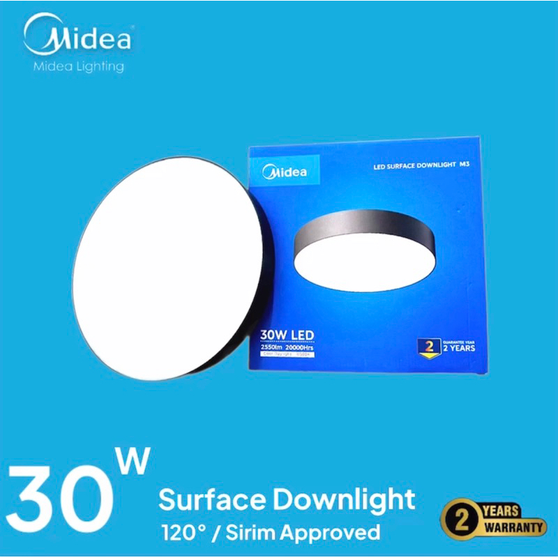 Midea Lighting Surface Downlight Round Black M3 (30W) MDL-DLM100R30W ...