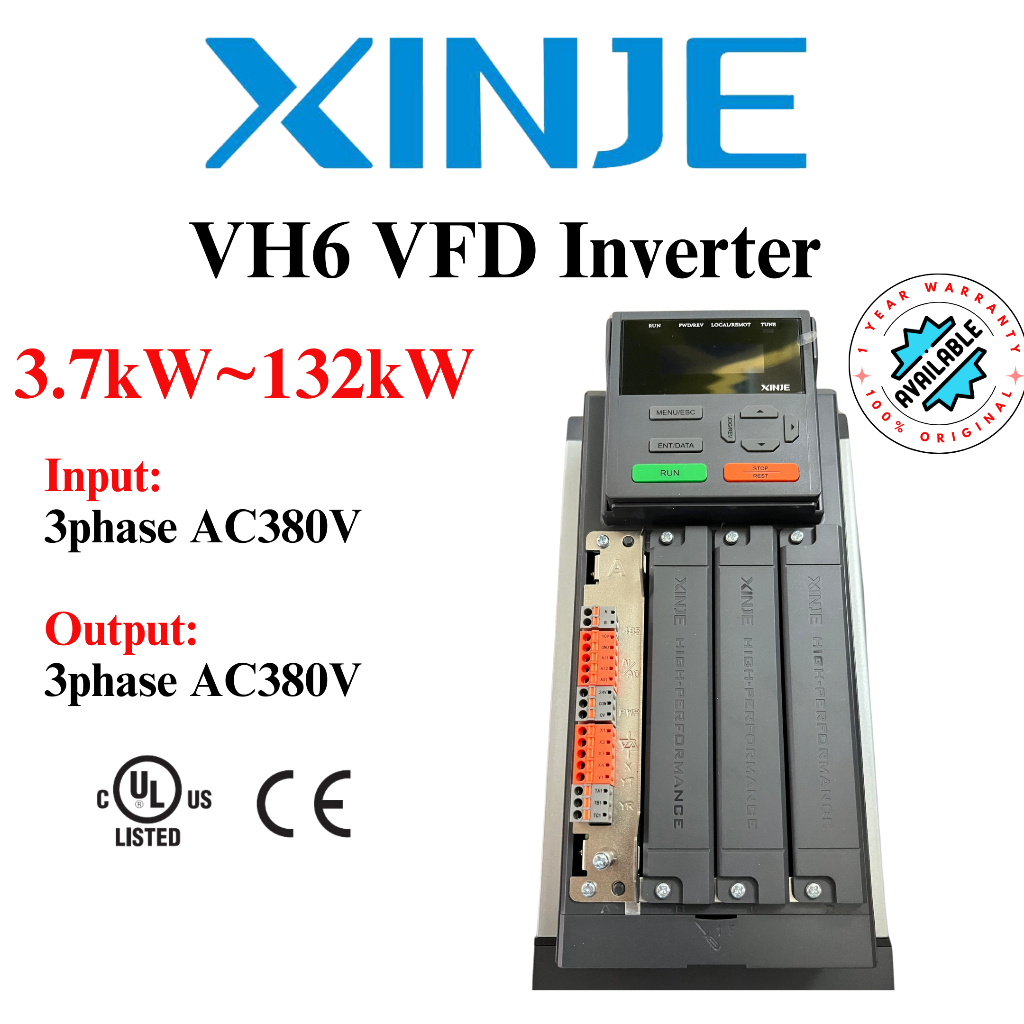 XINJE VH6 Series VFD Frequency Inverter | 3.7kW–132kW | Input AC380V | Output 3-Phase AC380V | 1 ...