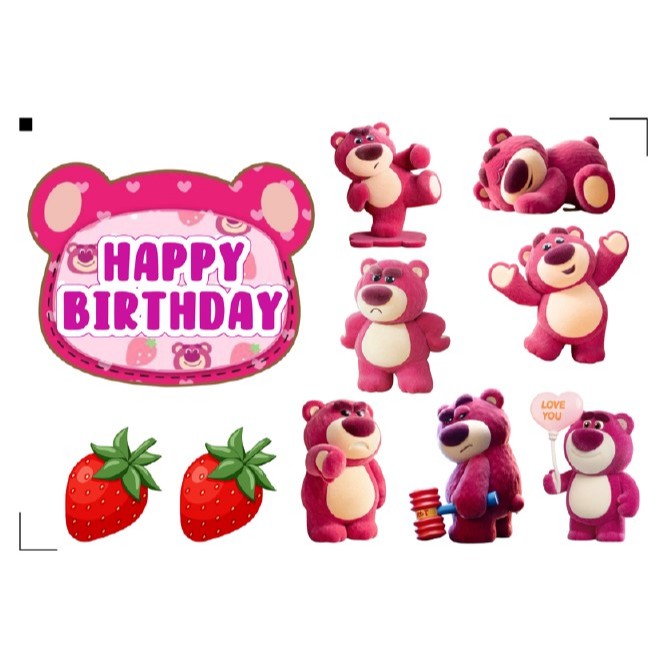 Lotso Lots-o'-Huggin' Bear Happy Birthday Decoration Set Cake Topper ...