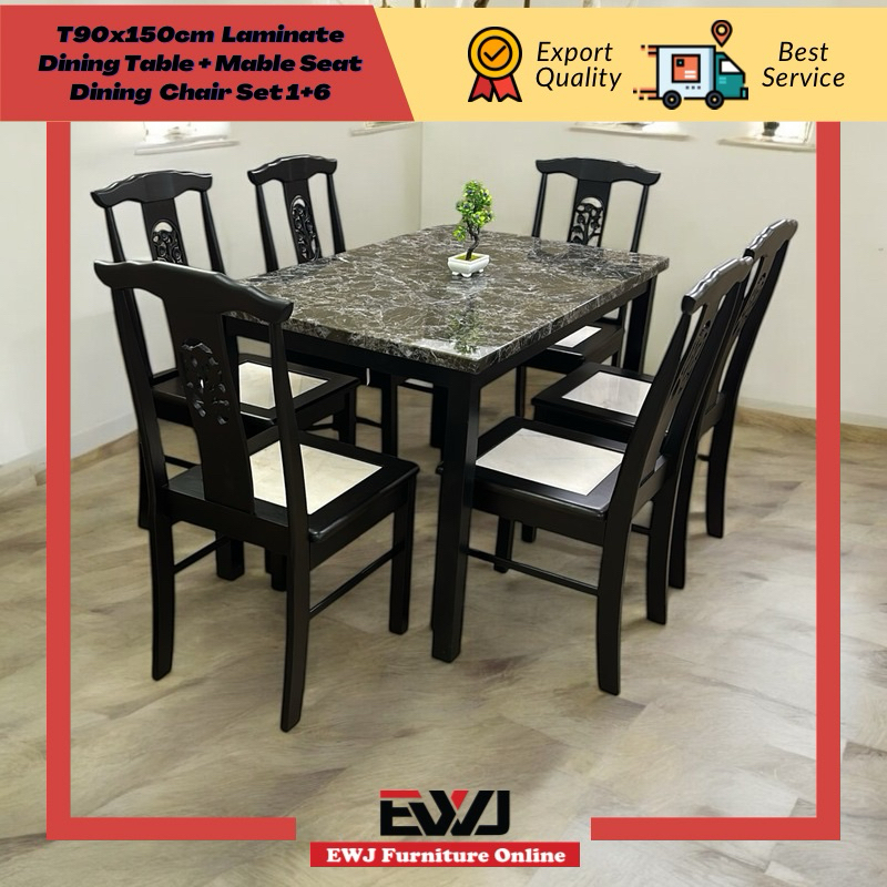 EWJ DC750 Mable Seat Dining Chair+M3660 Laminate Mable Dining Set 1+6 ...