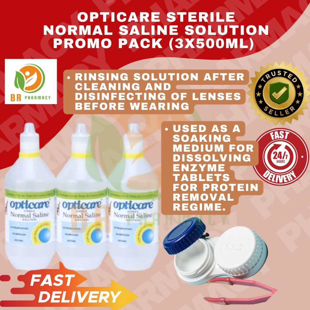 Opticare Normal Saline Solution - 500ml x 3 | Shopee Malaysia