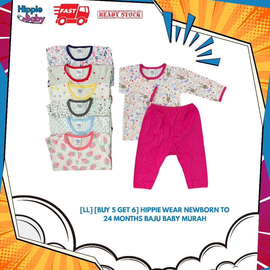 [LL] [BUY 5 GET 6] HIPPIE WEAR NEWBORN TO 24 MONTHS BAJU BABY MURAH ...