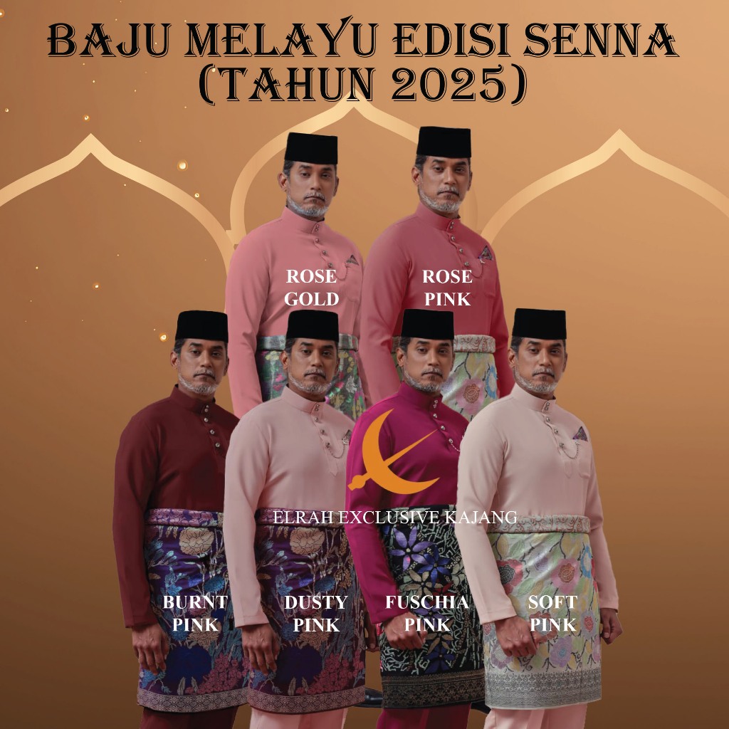 (FREE SAMPIN PREMIUM ELRAH 2025) BAJU MELAYU SENNA (PINK GROUP ...