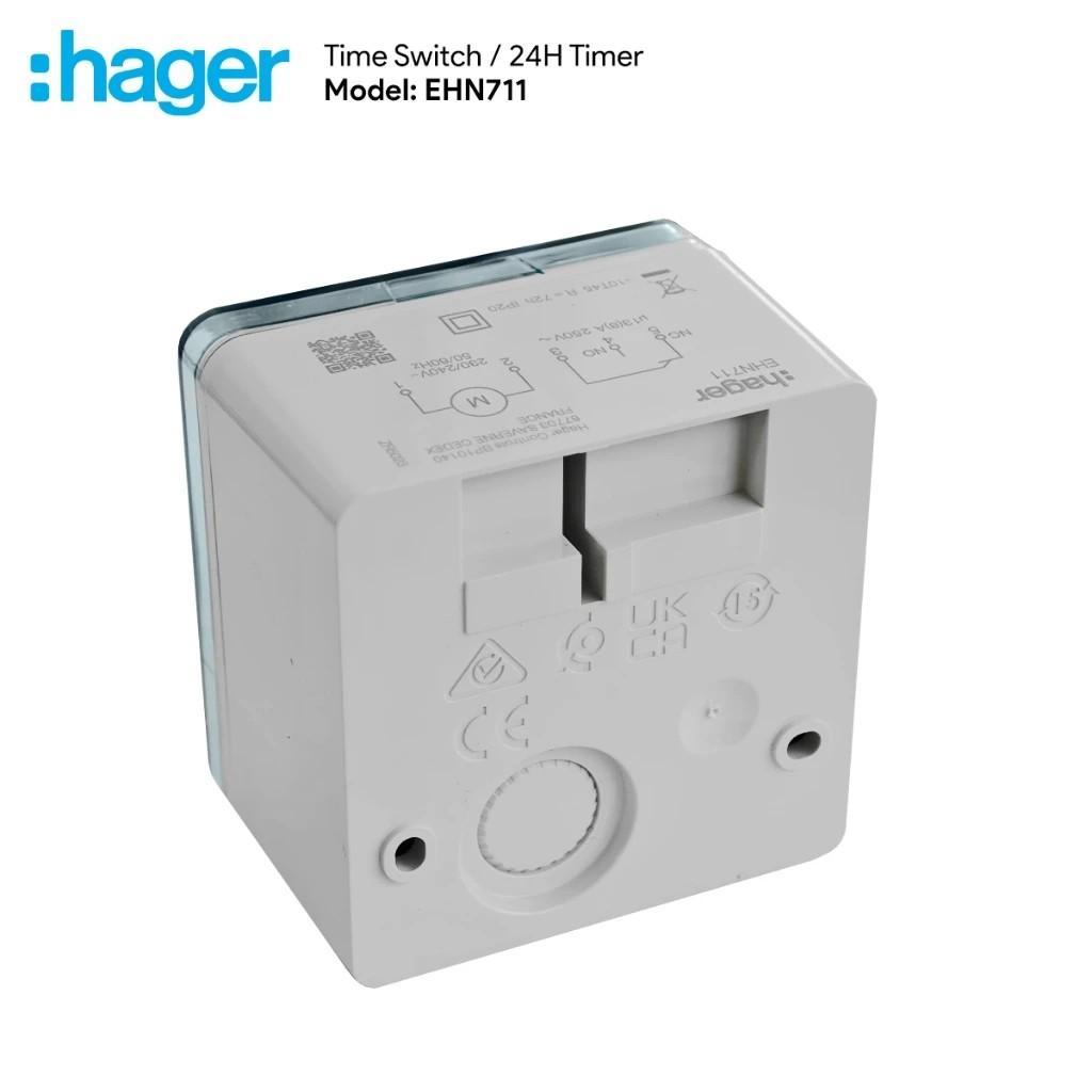 HAGER EH711 16A 24HRS TIMER SWITCH/ TIME SWITCH (NEW MODEL) | Shopee ...