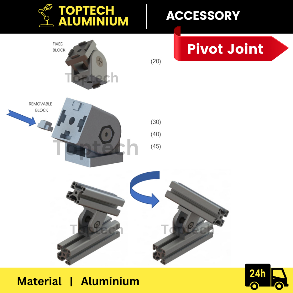[Ready Stock] Pivot Joint for Aluminium Profile 2020/3030/4040/4545 for ...