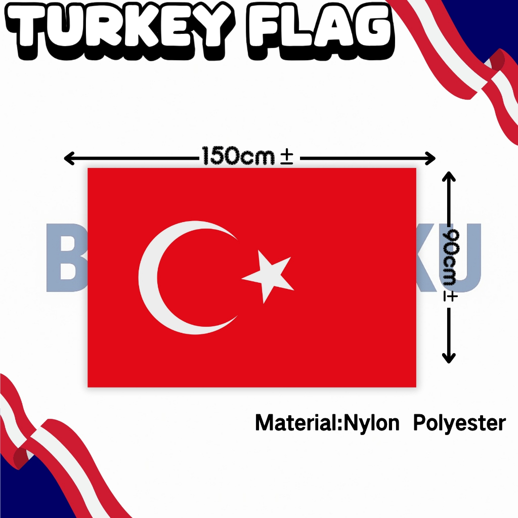【Benderaku】Turkey National Flag 3x5ft 90x150cm TURKEY FLAG BENDERA ...