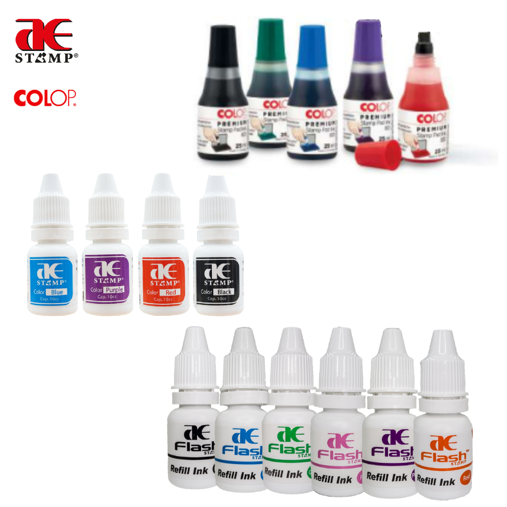 OFFICIAL AE GEL & FLASH INK & COLOP Refillable Refill Your Stamp Chop ...