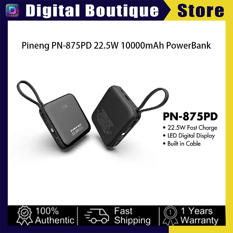 Pineng Power Bank PN-875PD 10000mAh 22.5W Built-In Cable Type C & Fruit ...