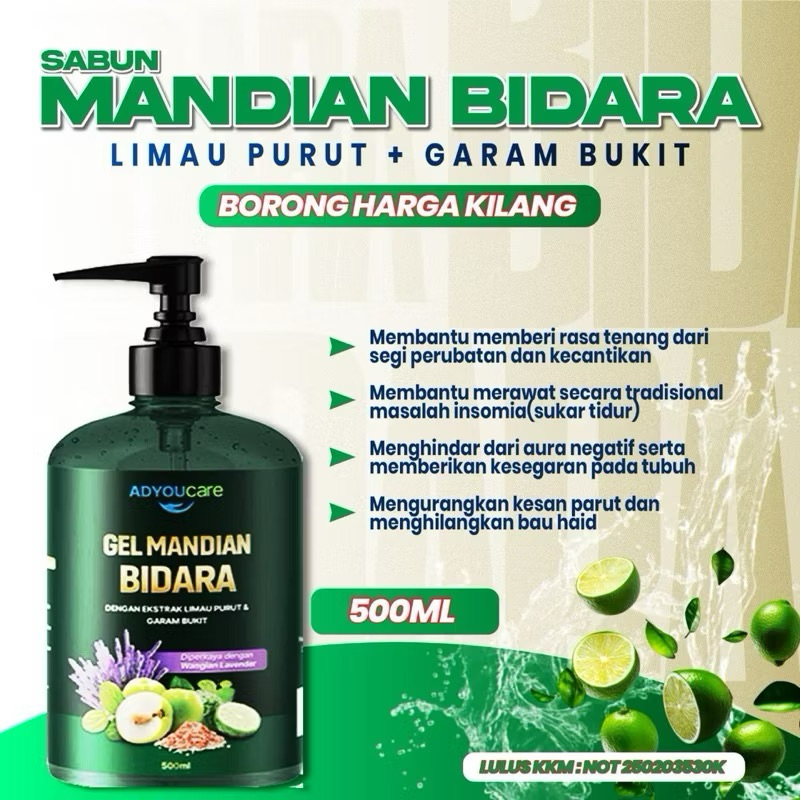 GEL SABUN MANDIAN BIDARA LIMAU PURUT GARAM BUKIT ADYOU CARE DHERBS ...