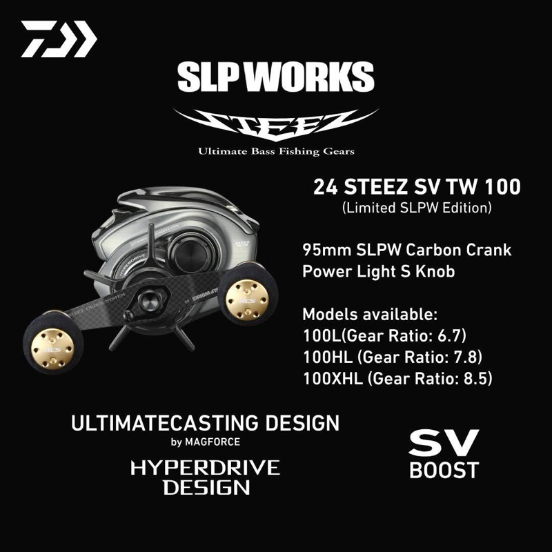 2024 DAIWA STEEZ SV TW 100L-SLP Special New Model Baitcasting Fishing Reel With One Year ...