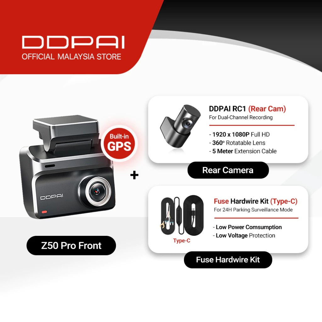 [GPS VERSION] DDPAI Z50 Pro 4K GPS Front & Rear Super Capacitor Dash Cam with 4G Connectivity ...