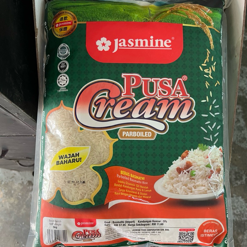 BERAS JASMINE BASMATHI 【PUSA CREAM】 (PARBOILED) 5KG | HIGH NATURAL ...