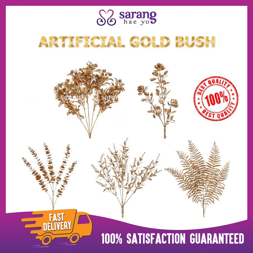 Artificial Gold Leaves Daun Tiruan Emas Hiasan Rumah Daun Bunga Dulang ...