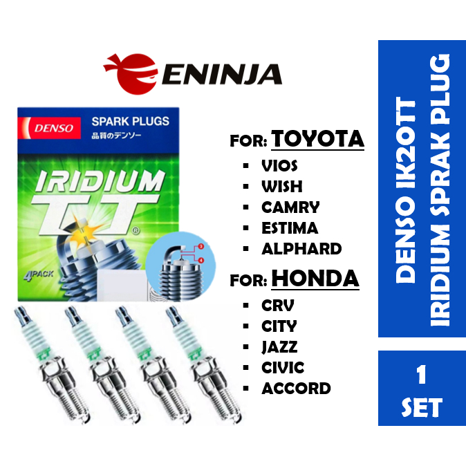 【100% ORIGINAL】DENSO Iridium Power IK20TT Spark Plug For Honda City/ Accord/ Jazz/ Toyota Vios ...