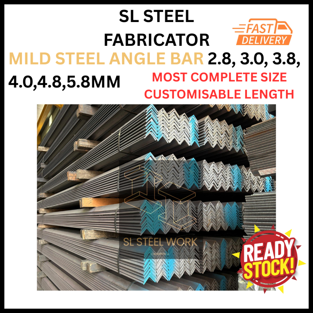 MILD STEEL (BESI) ANGLE BAR MS EQUAL ANGLE BAR 1FT PANJANG TO 5FT ...