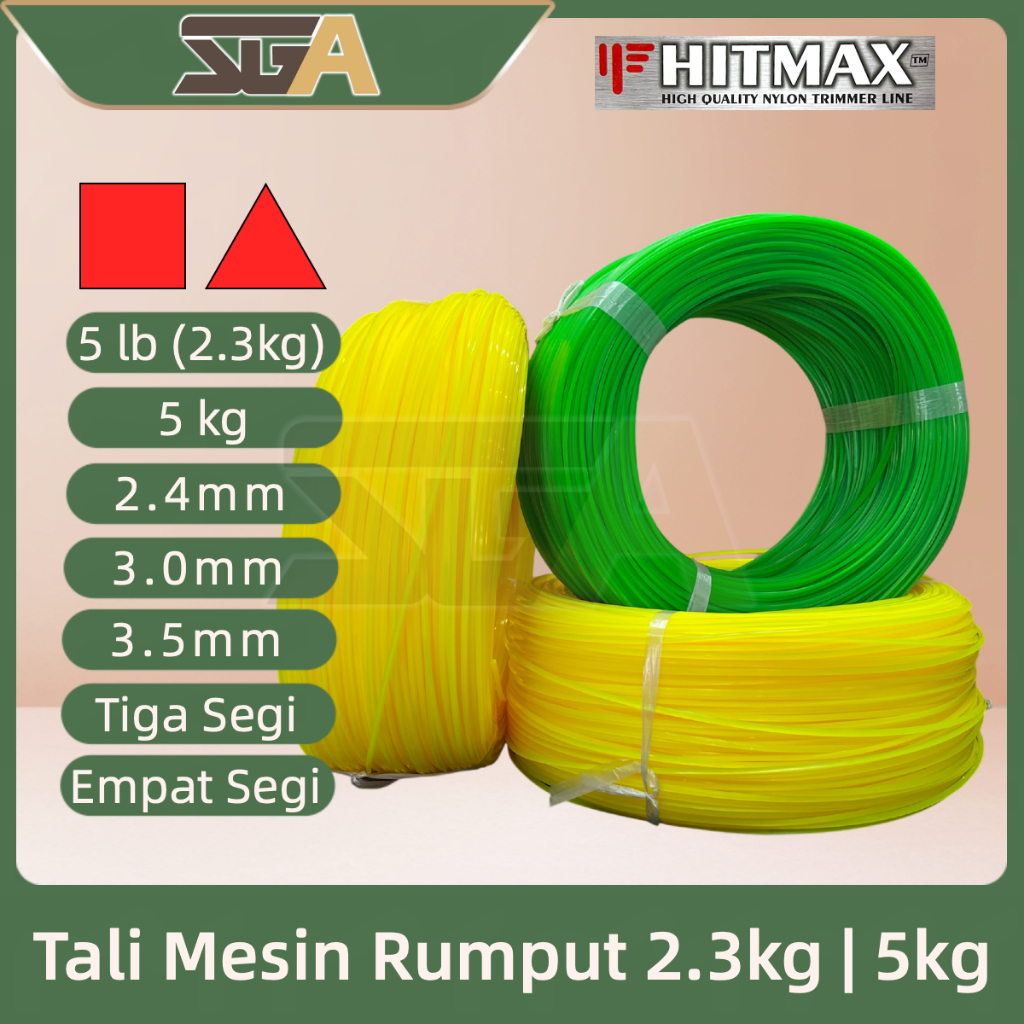 2.3kg / 5kg TALI MESIN RUMPUT 2.4mm | 3.0mm | 3.5mm | Tiga Segi | Empat ...