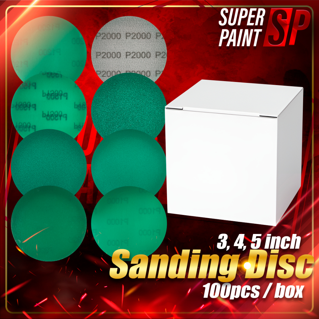 100pcs 3/4/5/6" Inch 6/17 Holes Green Sanding Disc Sandpaper Velcro ...