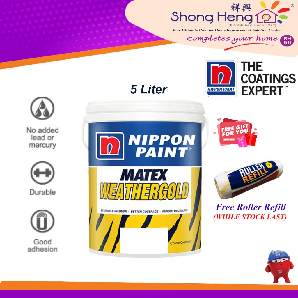 5L - Nippon Paint Matex Weathergold Exterior Wall - COLOR OPTION [ANY ...