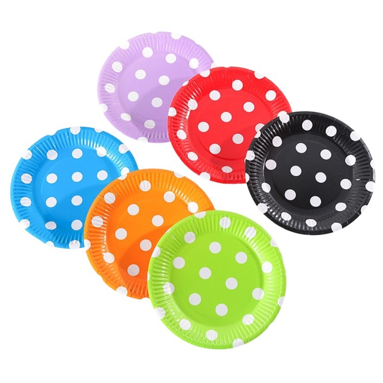 Party Paper Plate polka dots 7inch 10pcs (random small/big dots ...