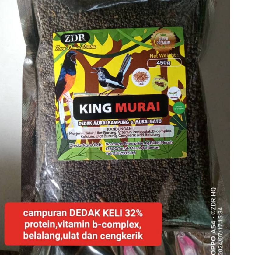 (Dedak burung KING MURAI 400gm/1KG-campuran vitamin,belalang,ulat dan ...