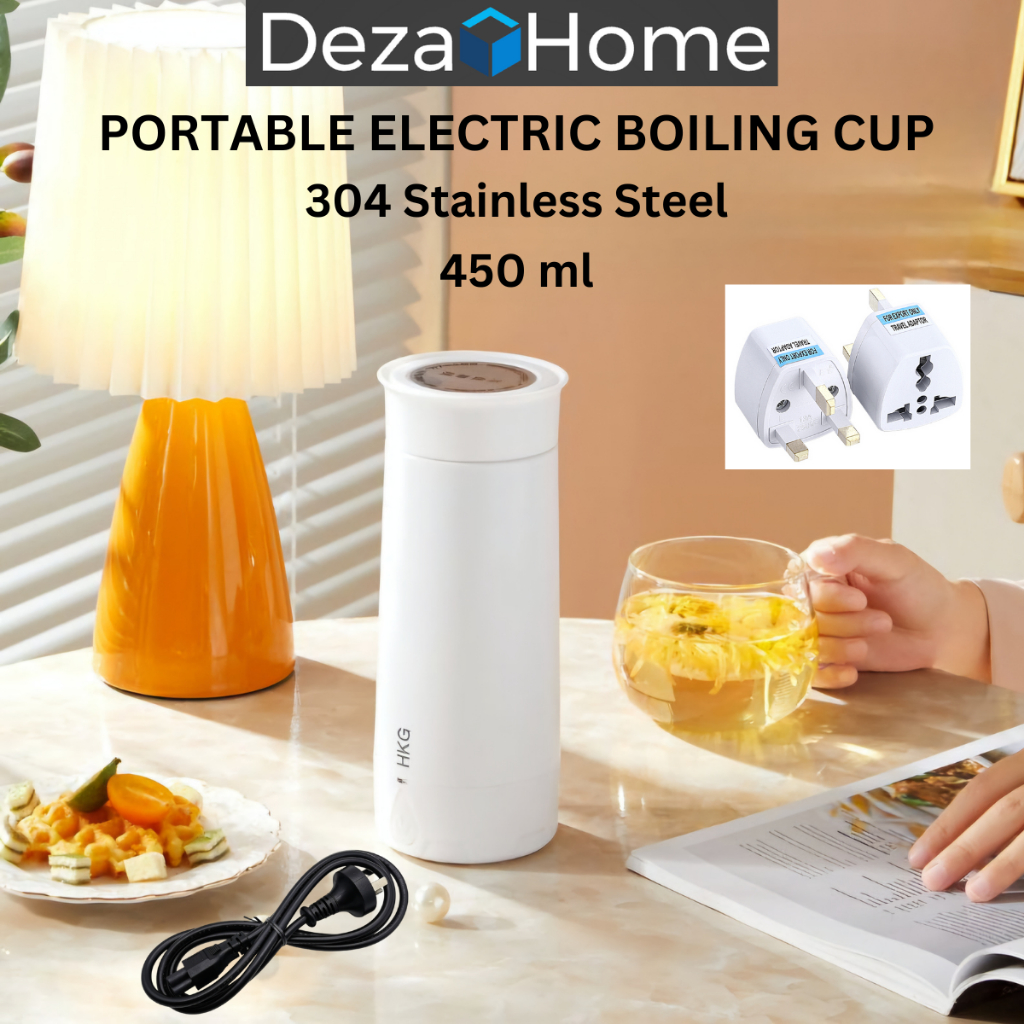 Portable Electric Kettle Thermal Cup 450ML 304 Stainless Steel Mini Water Boiler Heater Travel ...
