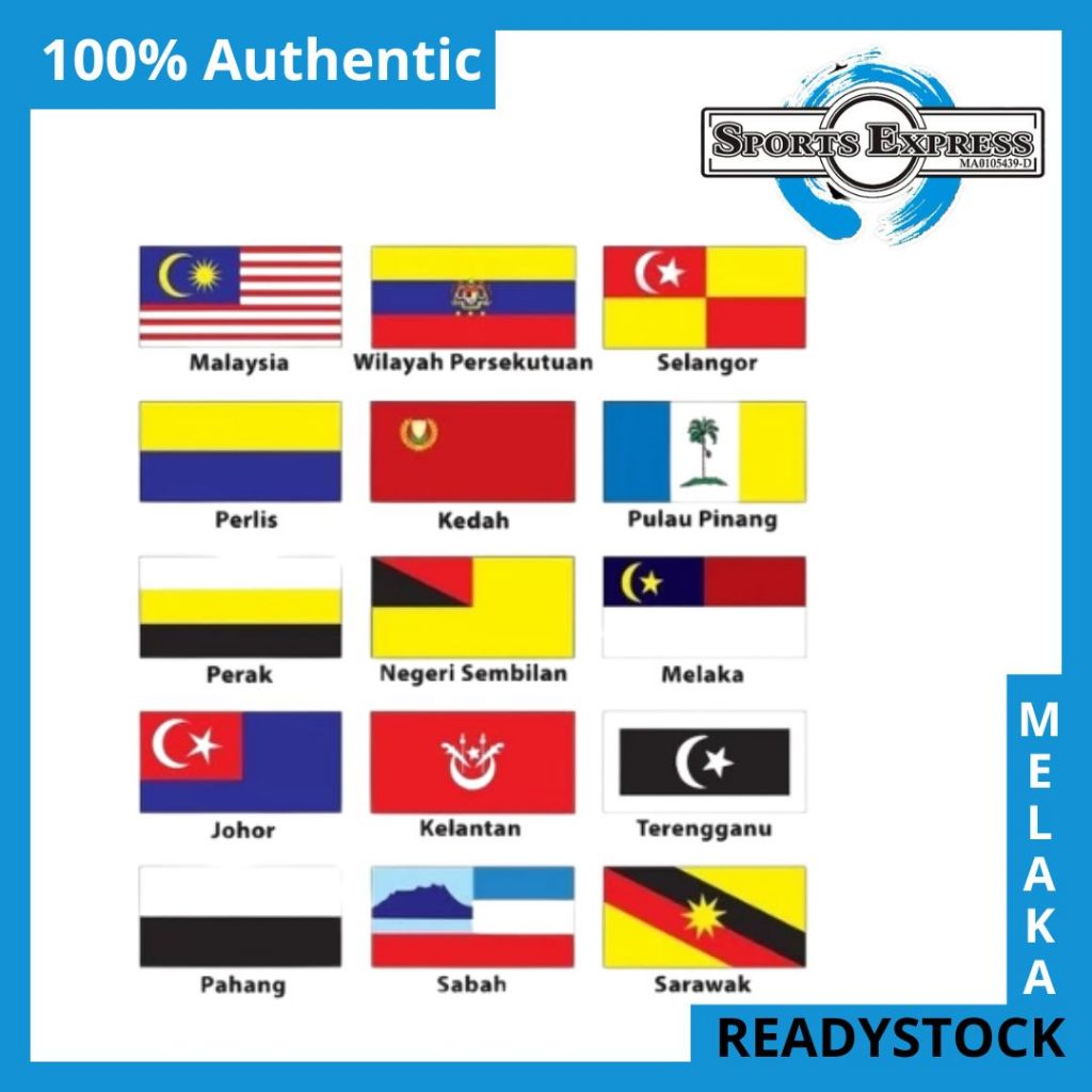 Malaysia All State Poly Flag 3 x 6 Feet/ 90 x 180 cm Bendera Setiap ...