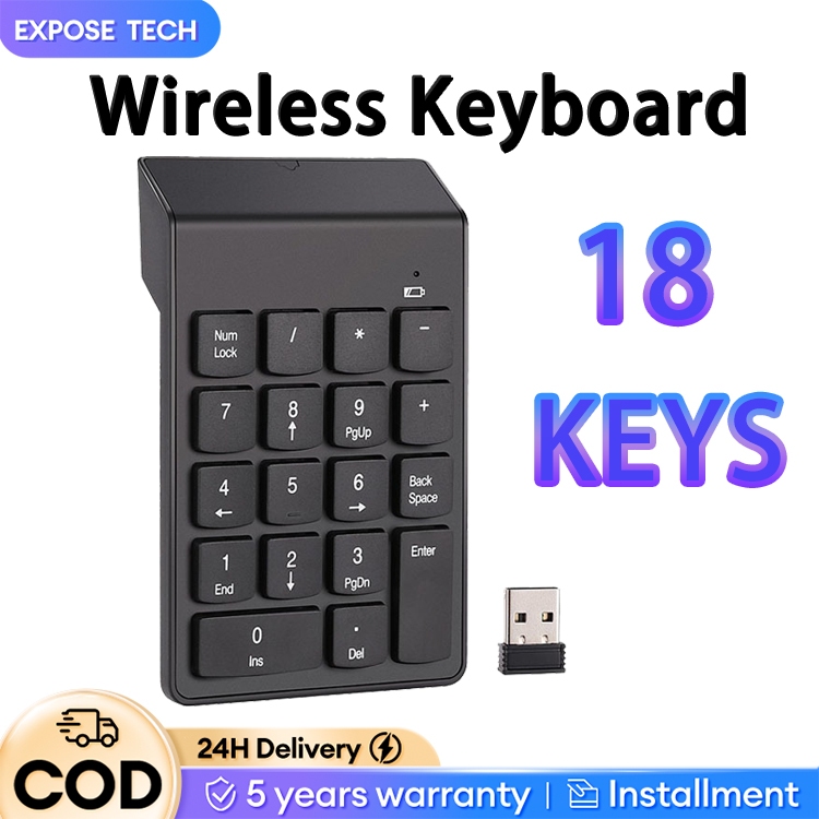 EXPOSE Wireless Number Pad Keyboard 18 Keys With 2.4G USB Receiver ...