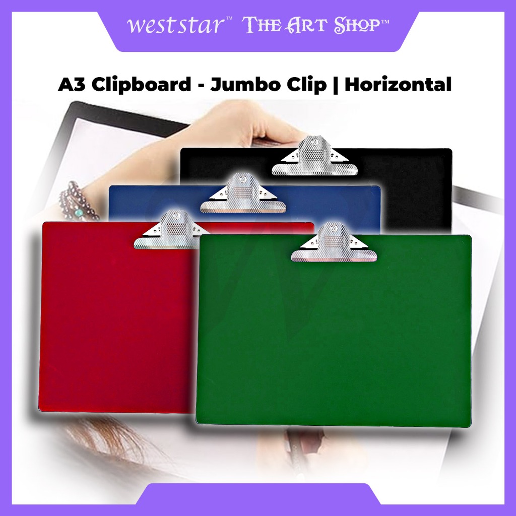 [WESTSTAR] A3 Clipboard - Jumbo Clip | Horizontal (SEND COLOUR RANDOMLY ...
