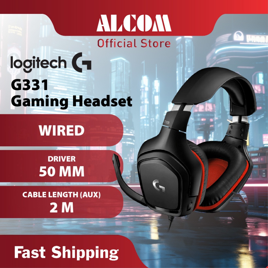 LOGITECH G331 Wired Gaming Headset with 50mm Drivers, On-Headset Volume ...