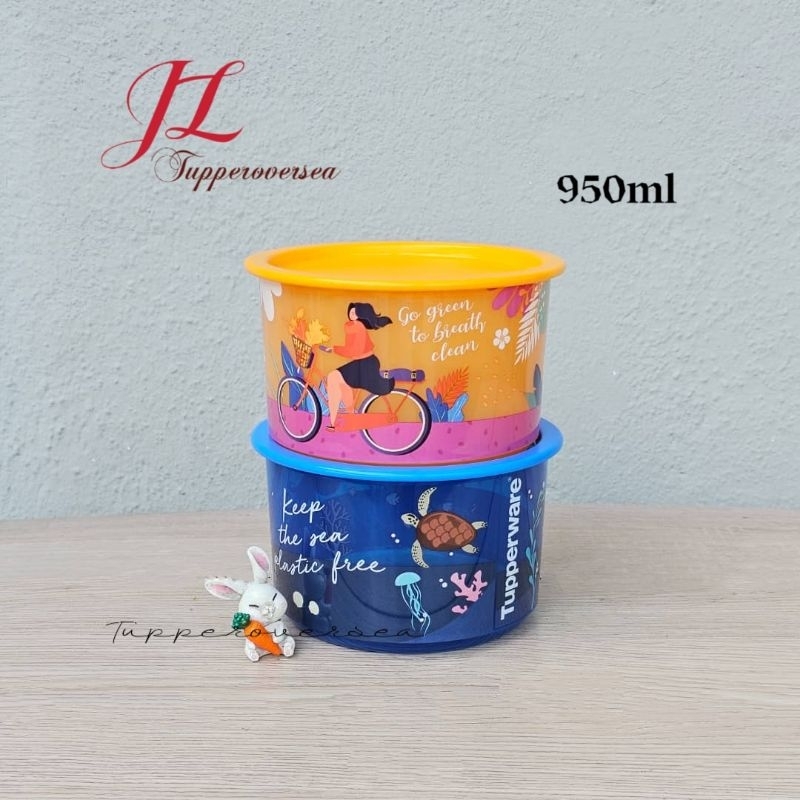 Tupperware Limited One Touch 950ml (2 PCS) - Oren + Dark Blue | Shopee Malaysia