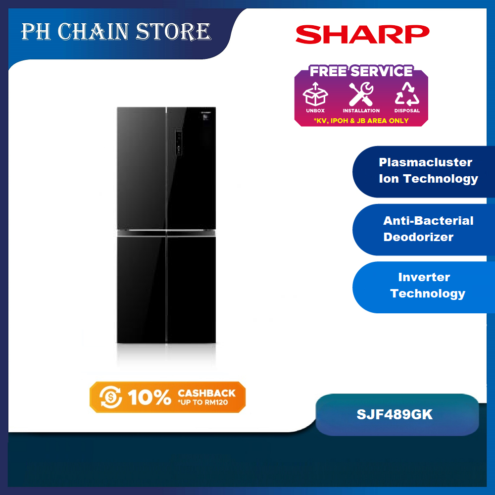 SHARP SJF489GK SJF489GW SJF489MK 480L 4 Door Avance Refrigerator ...