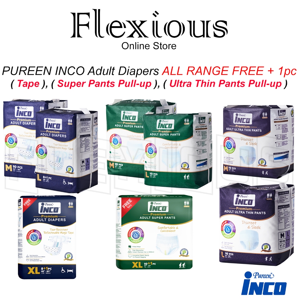*PUREEN* INCO Adult Diapers ( Tape ), ( Super Pants Pull-up ), ( Ultra ...
