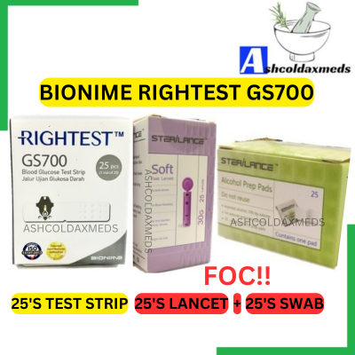 EXP09/26 Bionime Rightest GS700 25's Test Strip FOC 25's Blood Lancets ...