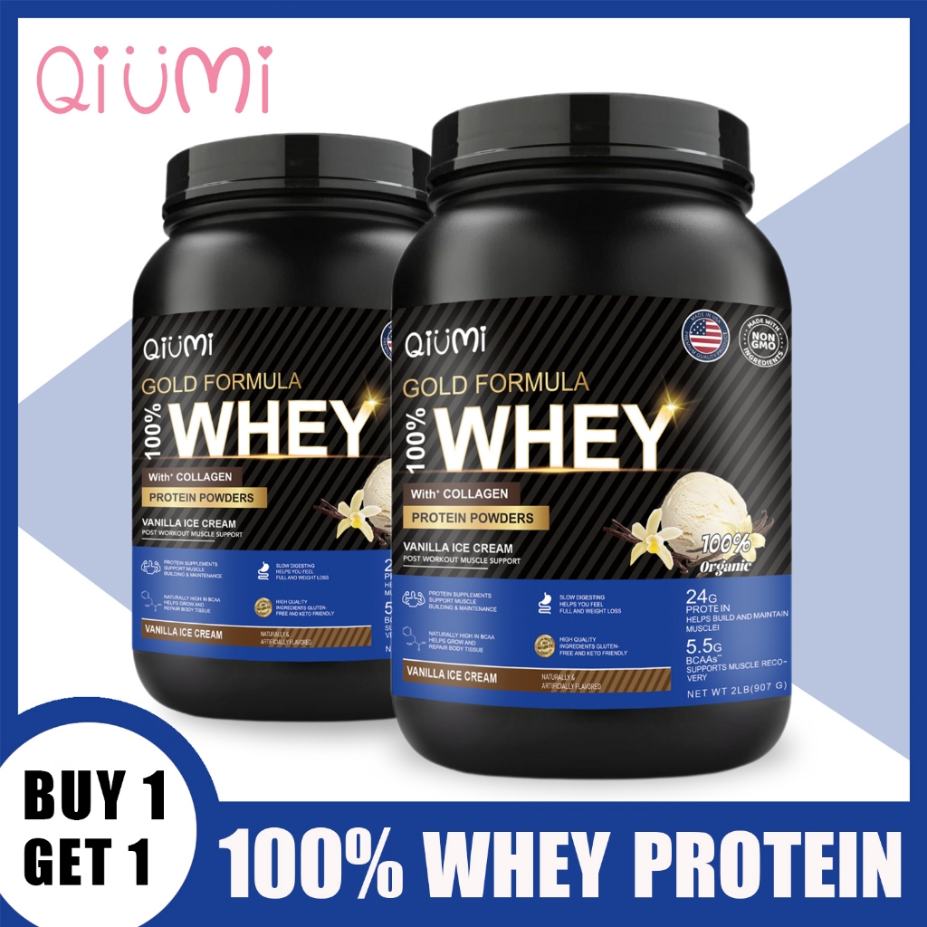 QIUMI Whey Protein Powder 100% Support Muscle Building Workout ...