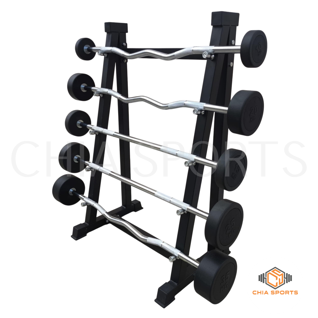 Rubber Fixed Barbell Full Set Pre-loaded Weighted Curl Straight Bar Strength Training ...