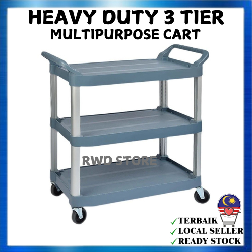 Plastic 3-Tier Utility Cart Trolley foodcourt cart restaurant dishs ...