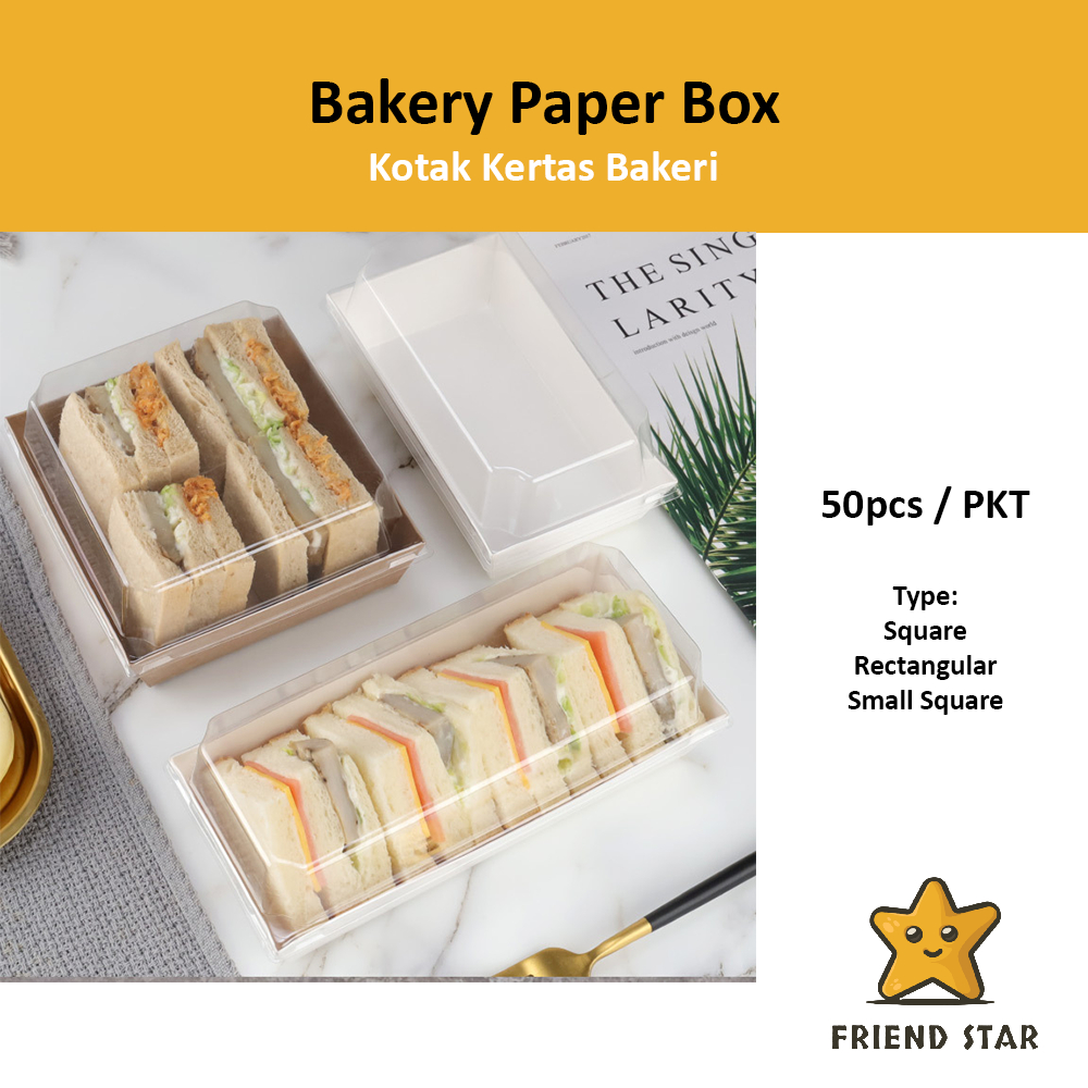 Kotak Kek [50pcs] Bakery Paper Box / @Square Rectangular Box@ / Donut ...