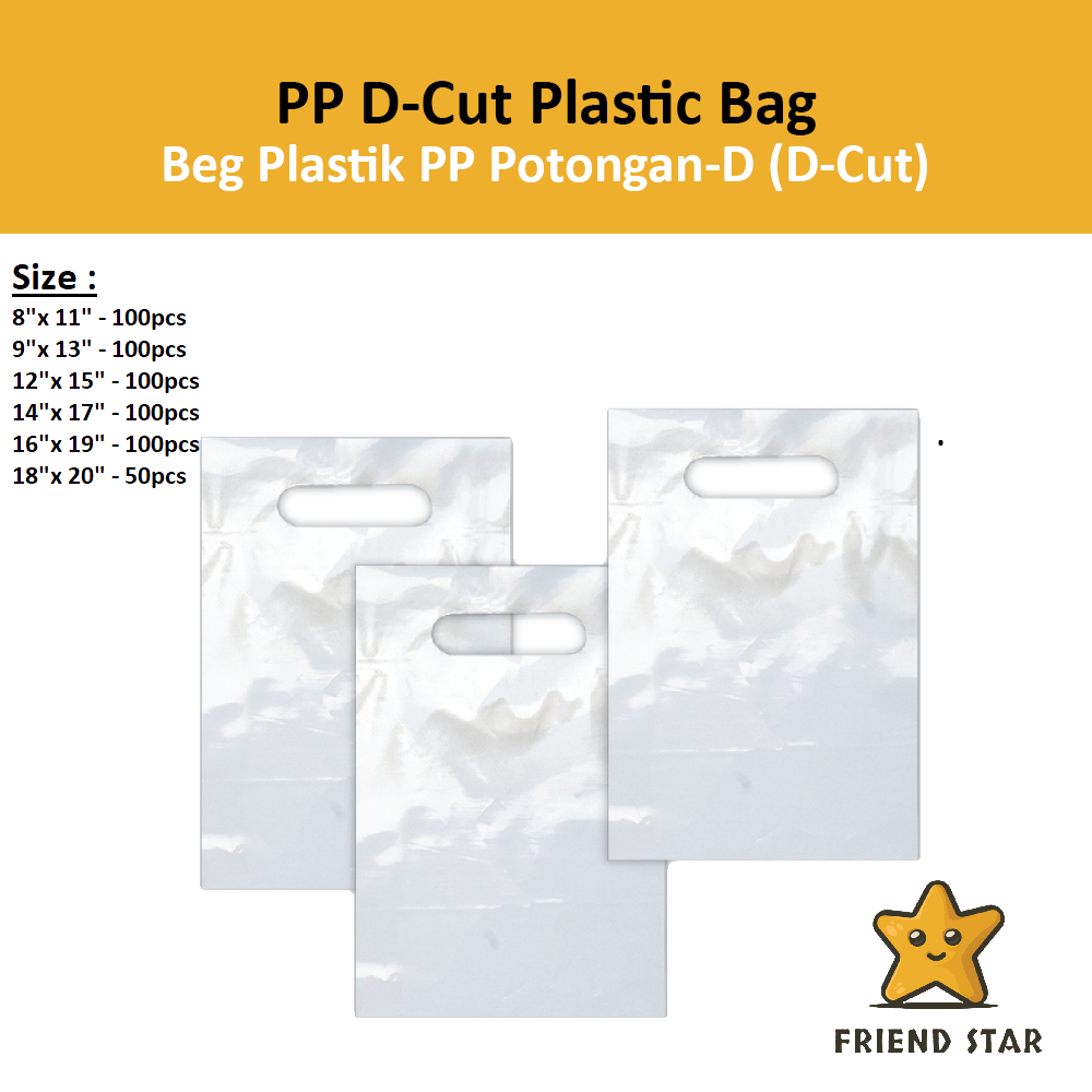 Beg Plastik / PP Transparent Plastic Bag with Handle / PP D-Cut Plastic ...