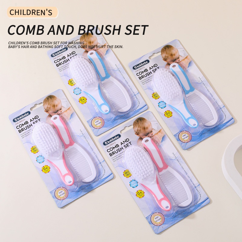 Cute Newborn Baby 2 in 1 Brush Comb and Comb Set Set sikat dan sikat ...