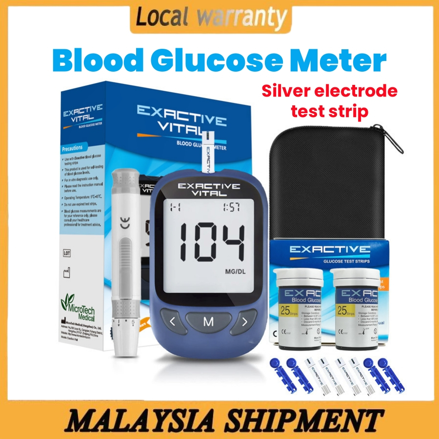 EXACTIVE VITAL Blood Glucose Meter No Code Silver Electrode accurate ...