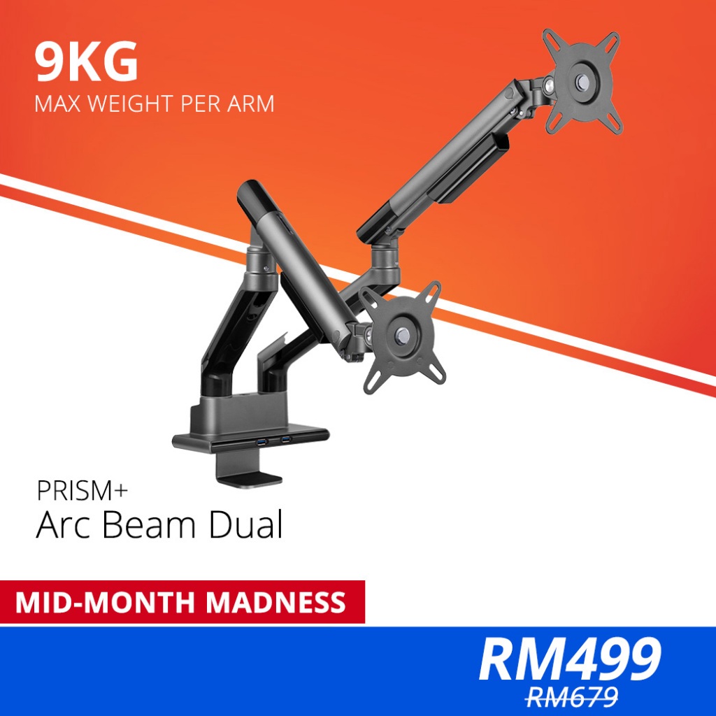 PRISM+ Arc Beam Dual Monitor VESA Monitor Arm | Shopee Malaysia